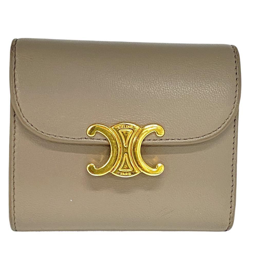 Celine Small Flap Wallet Triomphe Tri-Fold Grey Women… - Gem